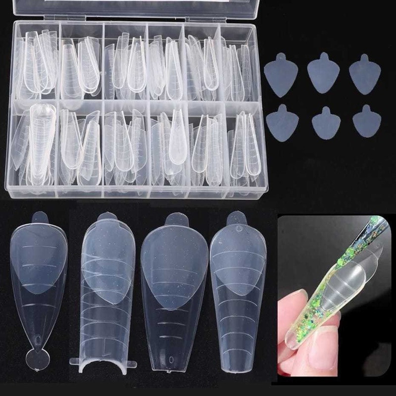 Molde F1 30 Almond Russo Stileto Quadrado Bailarina 96 unidades Unhas de gel Acrigel (Não ...