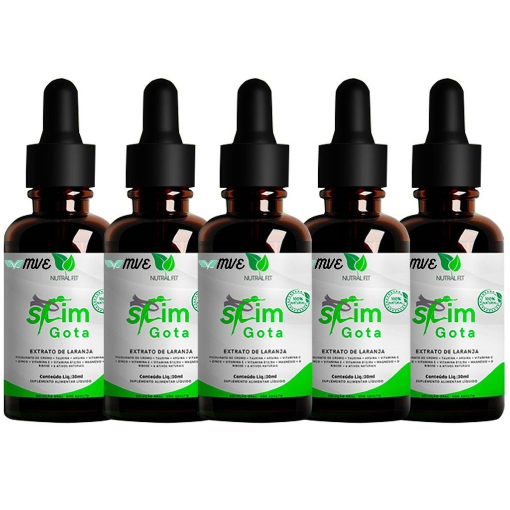 Slim Gotas suplemento 30 ml 5 frascos - original - 5 frascos | Shopee Brasil