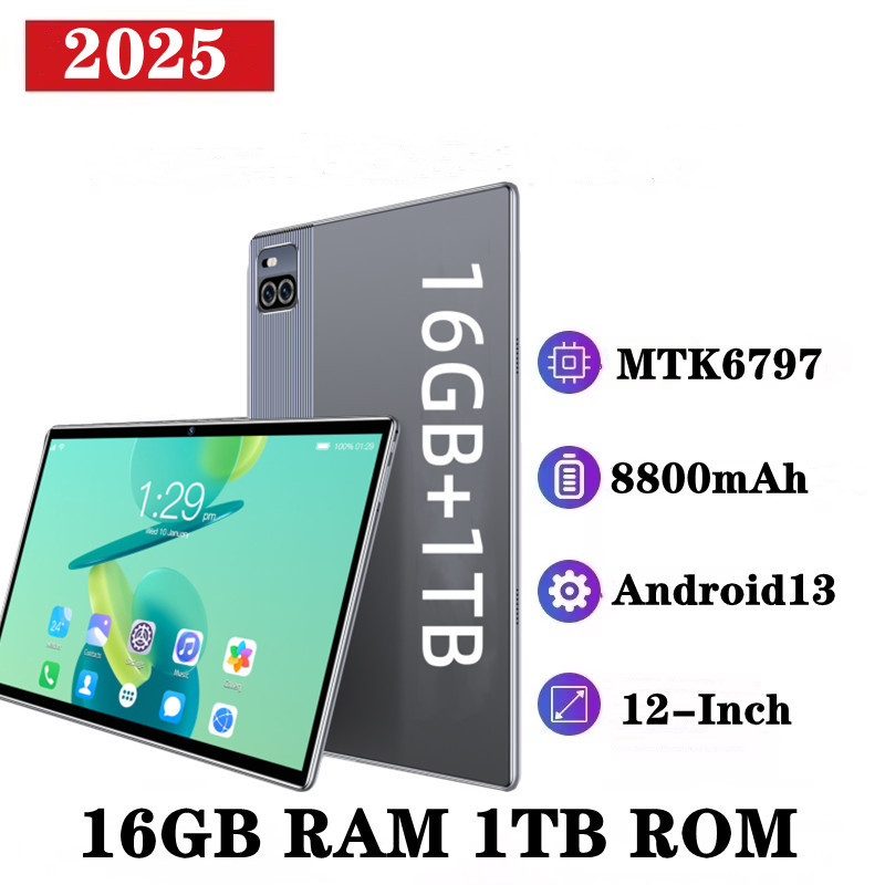 Global 2025 Tablet PC 16GB RAM 1TB ROM 12 Polegadas WIFI Android 13 PC ...