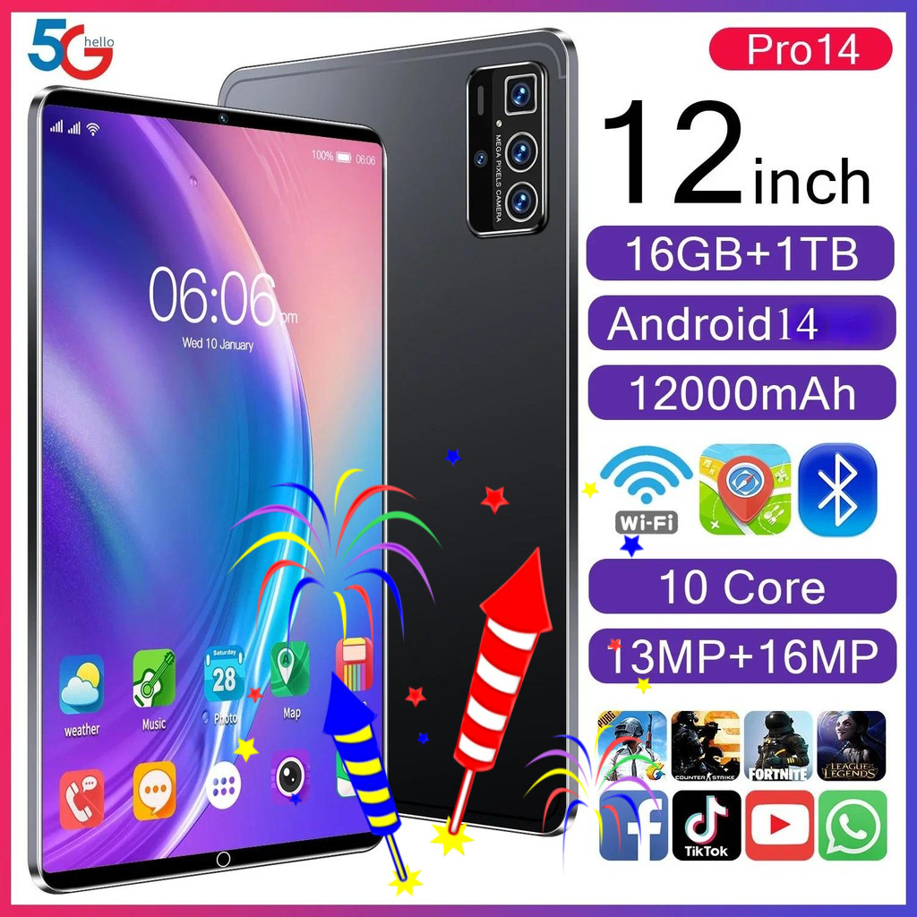 2025 novo estilo Pro 14-Polegada Tablet PC Android14 16GB 1TB 12000mAh ...