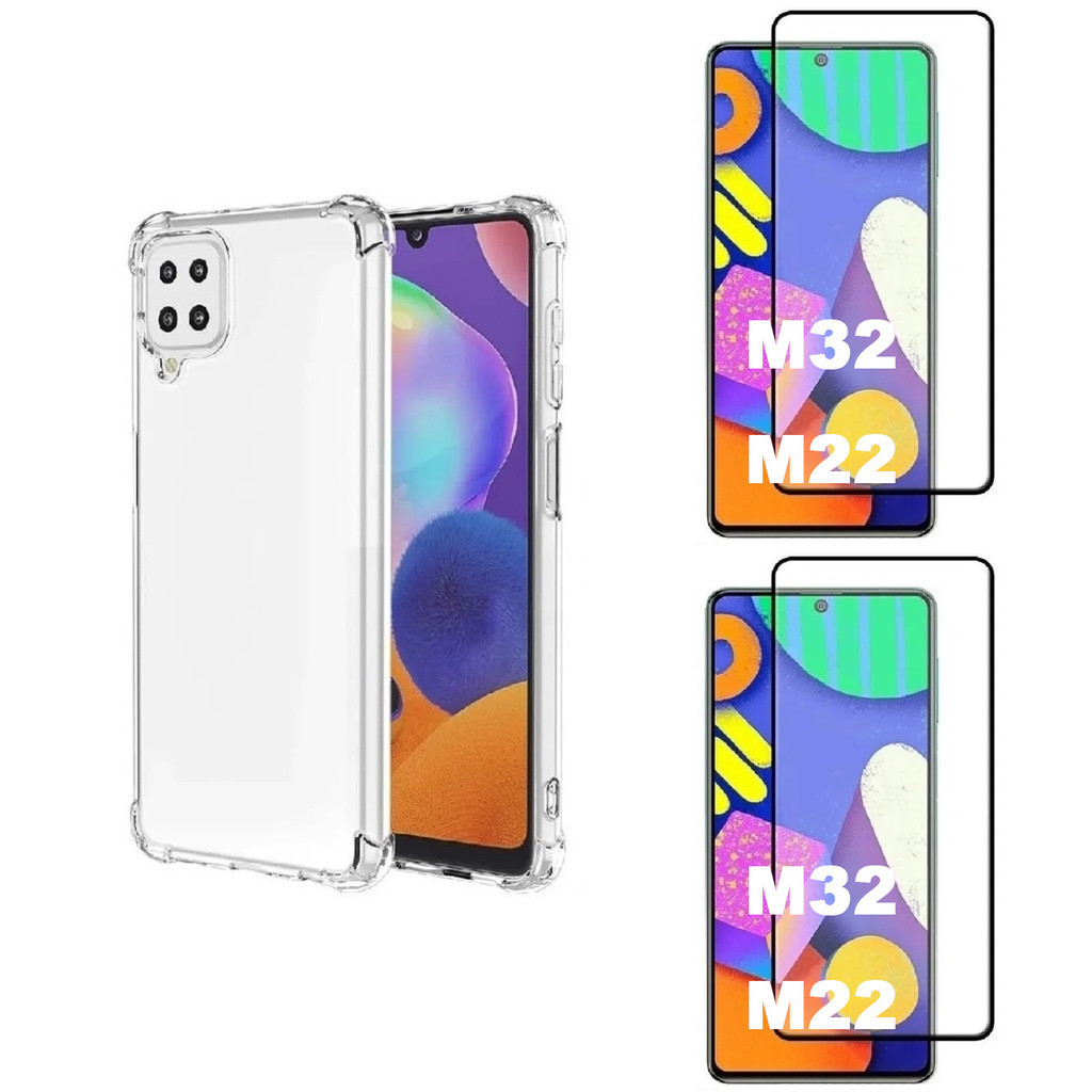 Capa Case Capinha Para Galaxy M32 M22 + Kit 2 Películas 3D Vidro Temperado | Shopee Brasil