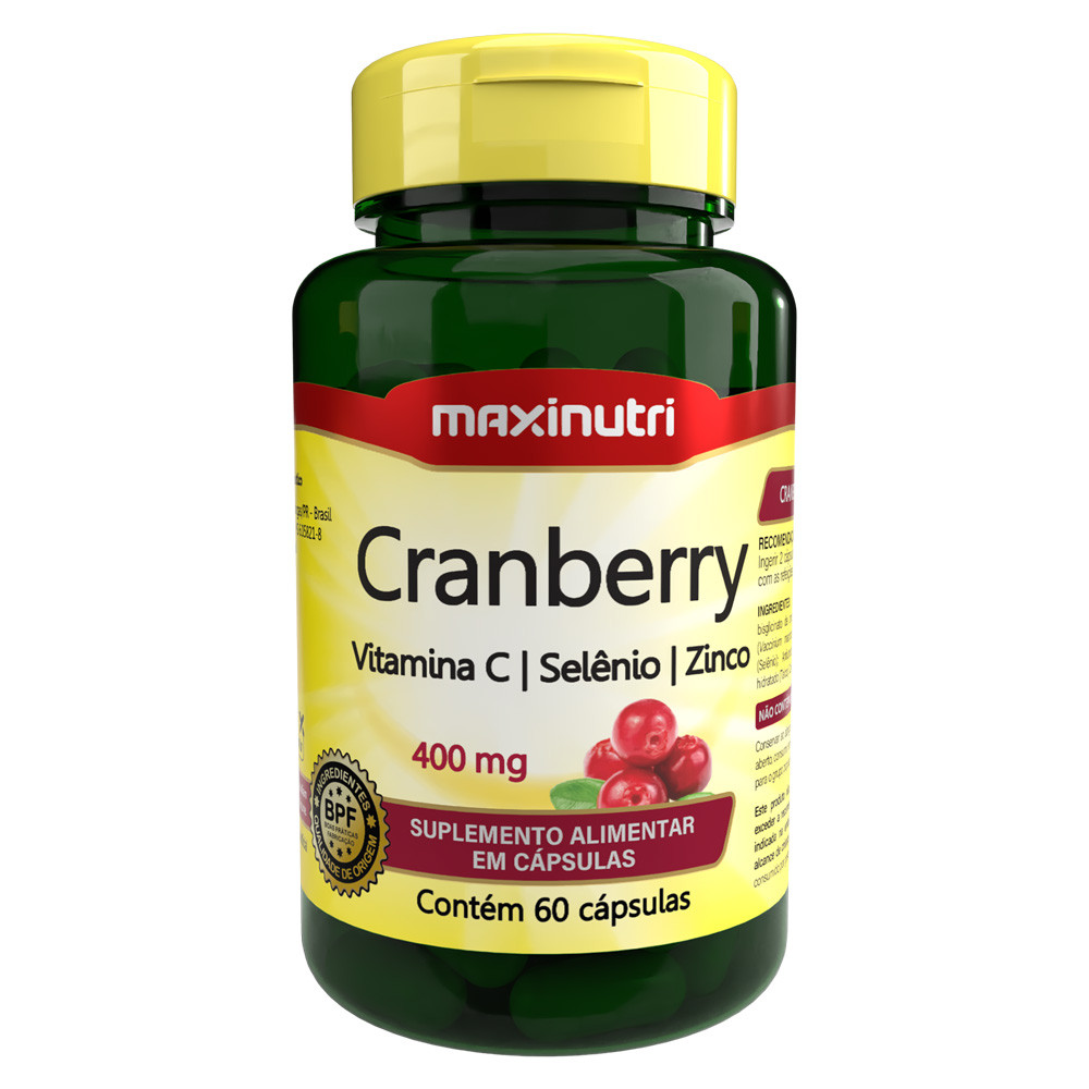 Cranberry Vitamina C + Selênio Zinco 60 Cápsulas Maxinutri | Shopee Brasil