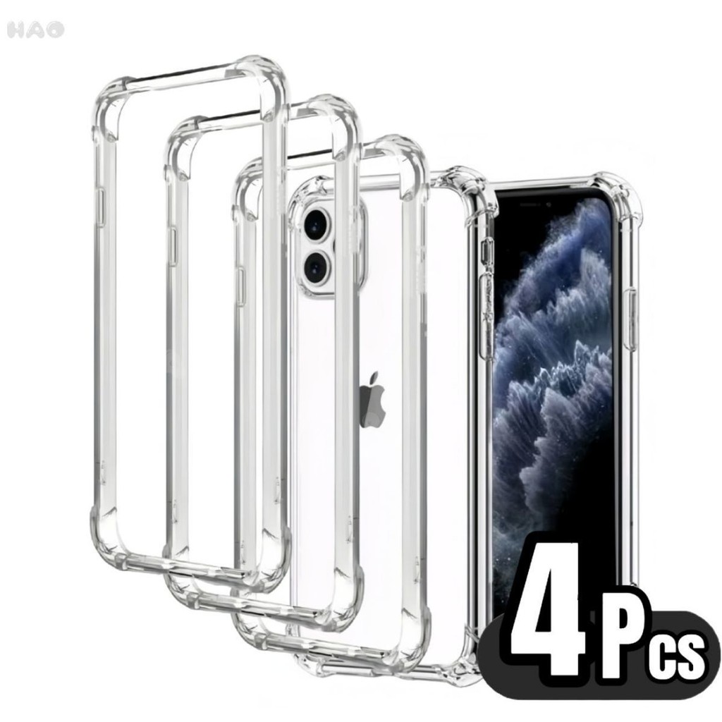 Kit 4 Capa Capinha Transparente Anti Impacto TPU Para IPhone 6 7 8 Plus Xr 11 12 13 ProMax 14 15 ...