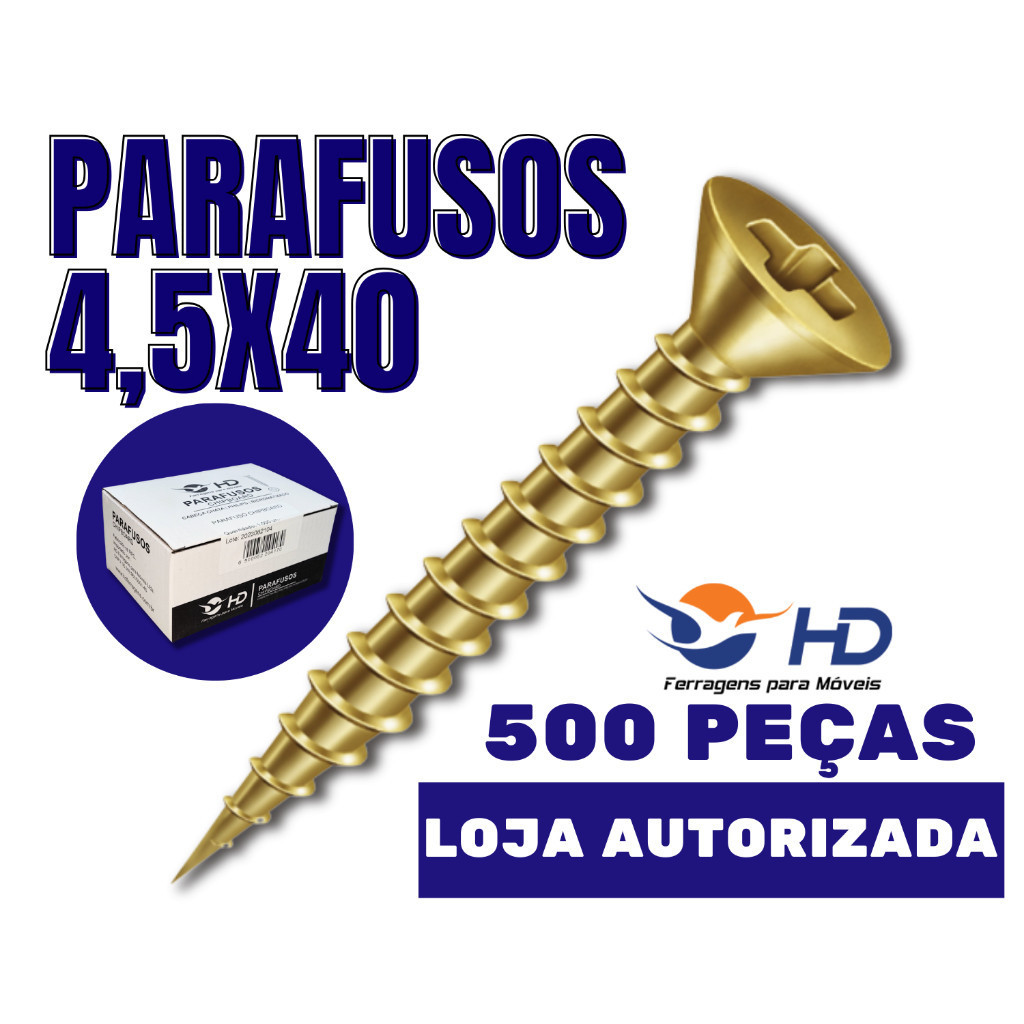 Parafuso 4,5 X 4,0 Chipboard Chata Phillips para Madeira - HD CAIXA COM ...