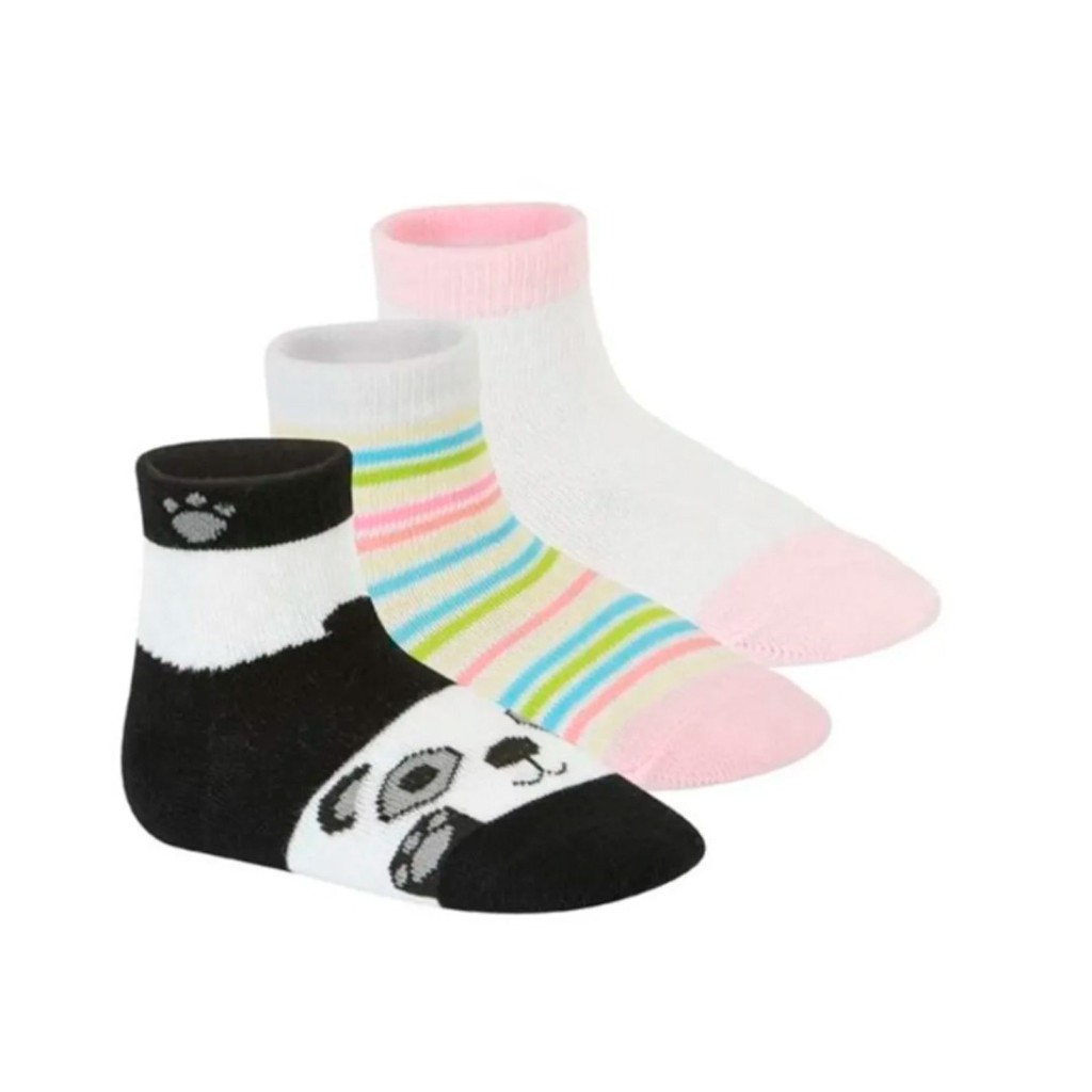 KIT MEIA 3PARES MOLEKINHA CANO MEDIO 2799.1 PANDA/LISTRAS | Shopee Brasil