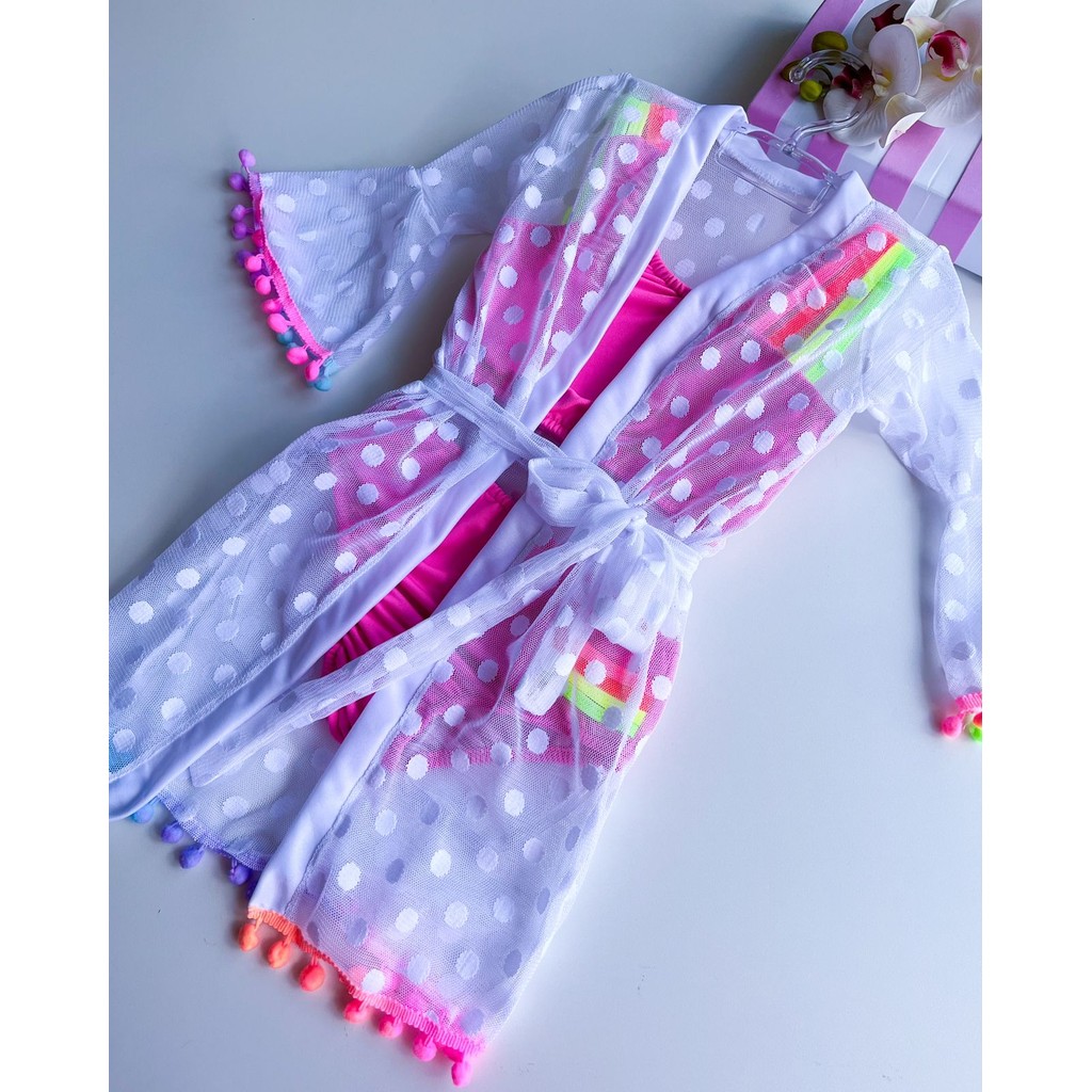 SAIDA DE PRAIA INFANTIL JUVENIL TULE BRANCA POA | Shopee Brasil