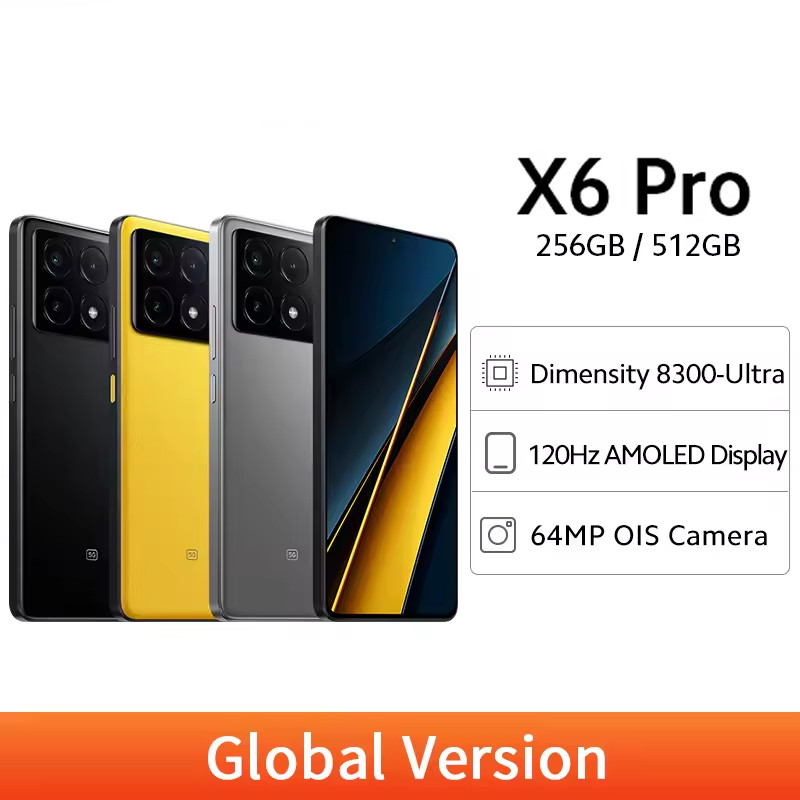 POCO X6 Pro 5G Versão Global 256GB/512GB Tamanho 67W 64MP Câmera Com ...