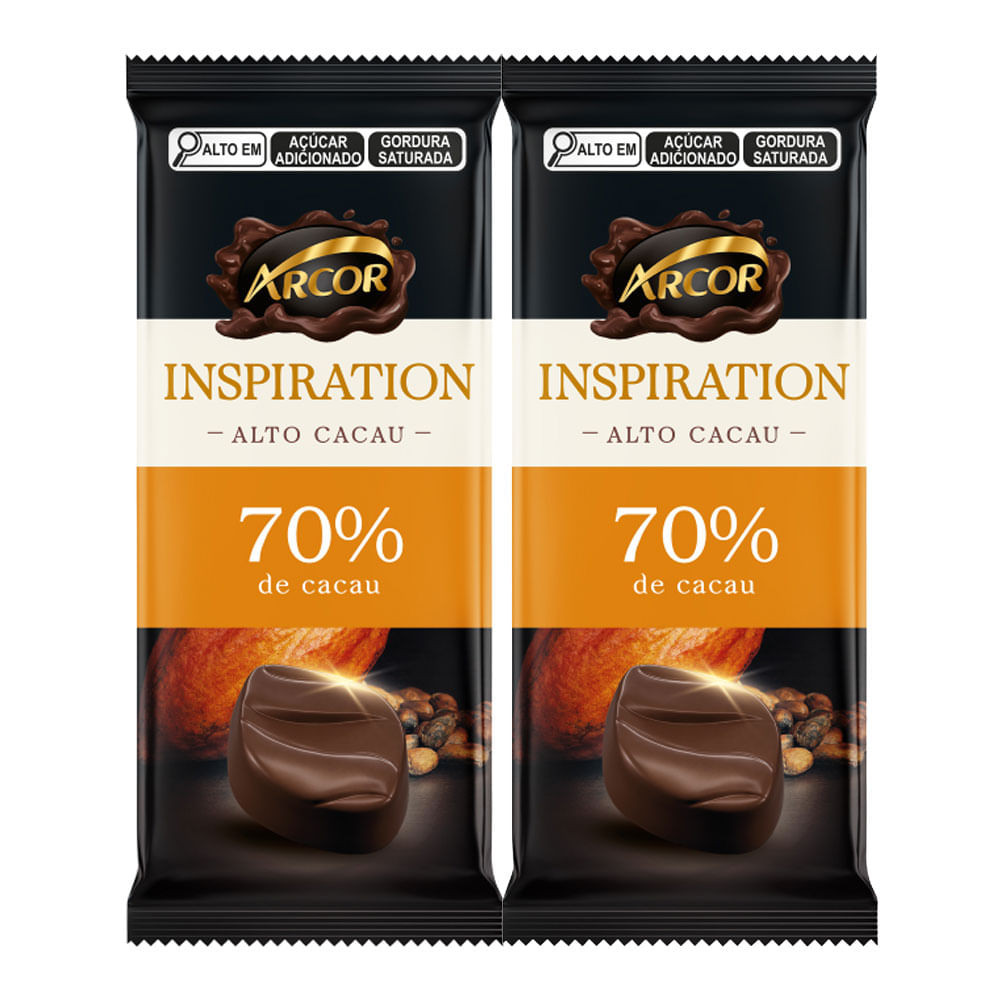 Kit 2 Chocolate Amargo Arcor 70% 80g | Shopee Brasil