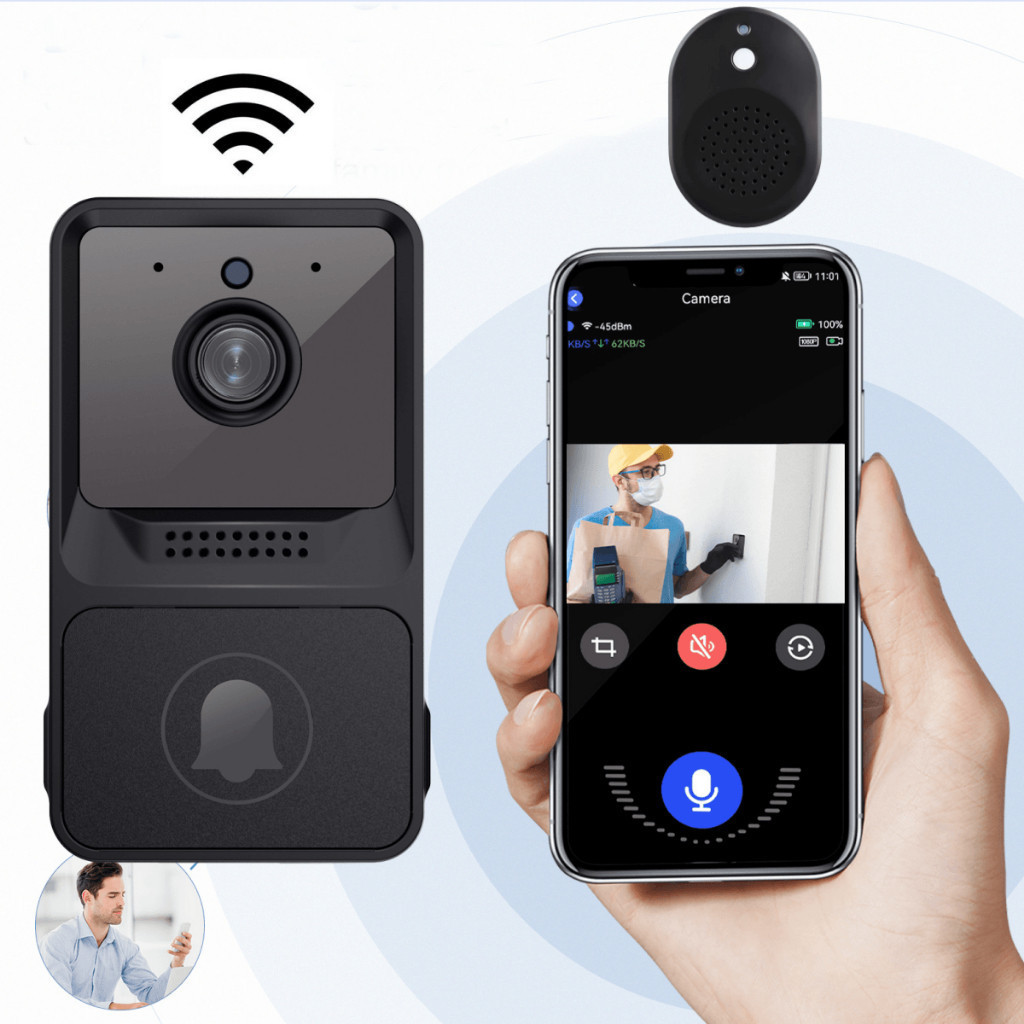 Áudio Sem Fio Da Câmera Do Interfone Campainha De Wifi Impermeável ...