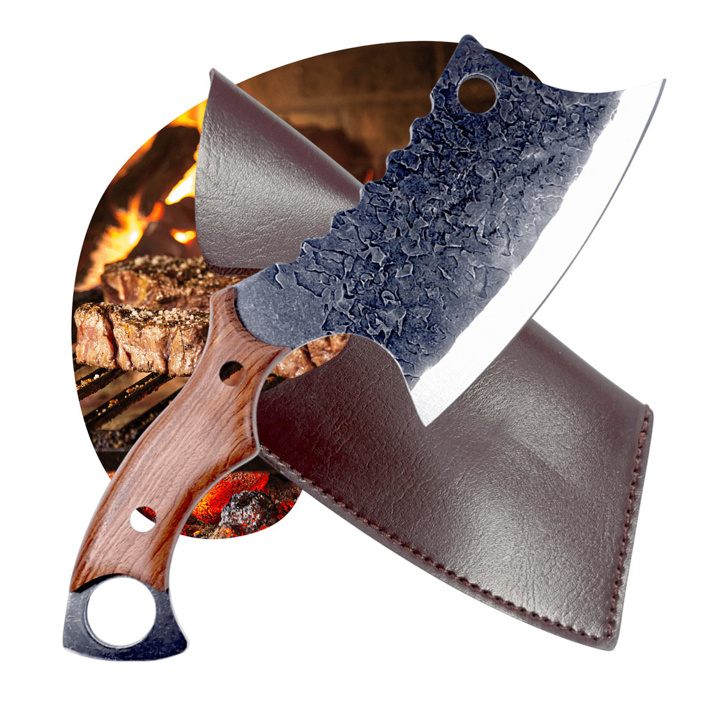 Cutelo Faca Forjado Rustico Artesanal Viking Com Bainha Para Churrasco ...