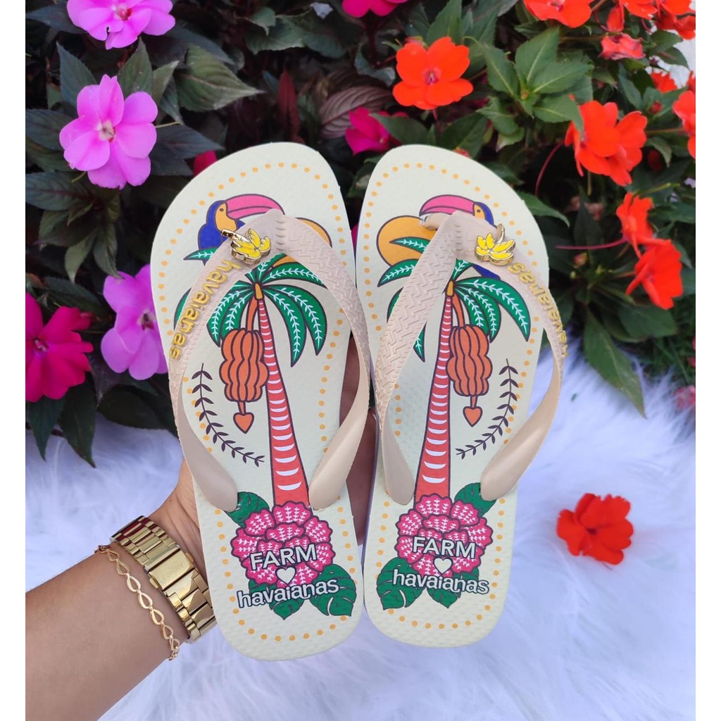 Chinelo de Dedo farm Macia com Estampa coqueiro Diferenciada - Desconto! estampas lindas ...