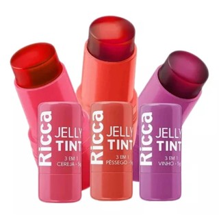 KIT COM 3 JELLY TINT | BATOM, BLUSH E SOMBRA - RICCA | Shopee Brasil