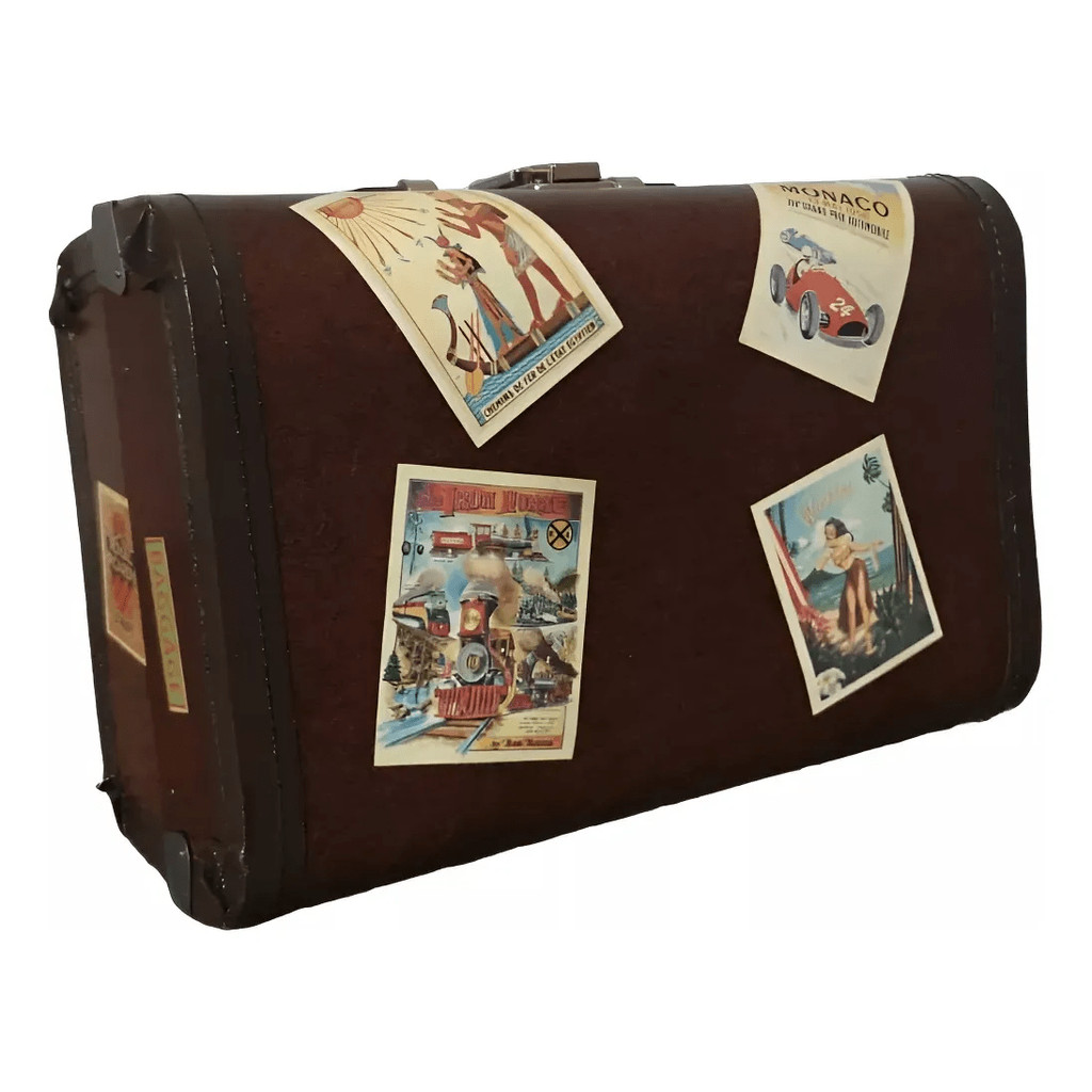 Mala Antiga Vintage Retrô Decorada Tamanho Pp - Marrom | Shopee Brasil
