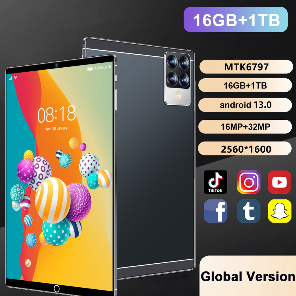 2025 Versão Global Tablets 12 Polegadas HD Android 13 16GB RAM + 1TB ...
