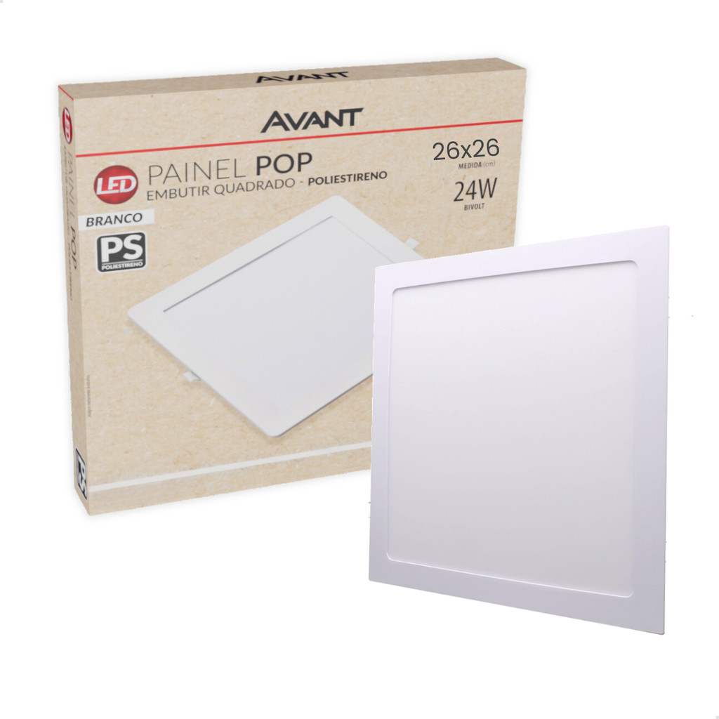 Painel Plafon Led Embutir 24w Luz Fria 6500k Pop Avant | Shopee Brasil