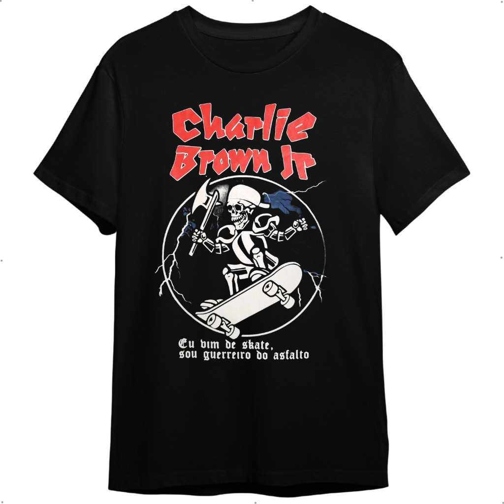 Camiseta Charlie Brown Jr Skatista Preta Adulto Plus Size G1 G2 G3 Unissex Masculina Feminina ...
