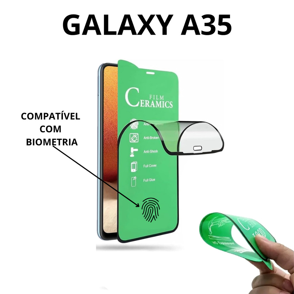 Película de Cerâmica Para Samsung Galaxy A35 Com Suporte Para Biometria ...