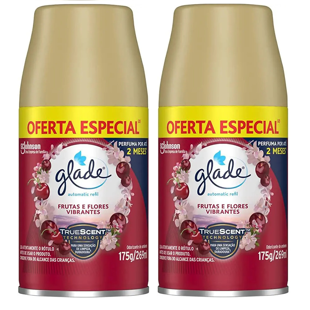 KIT 2 PURIFICADOR GLADE FRUTAS FLORES REFIL 269ML | Shopee Brasil