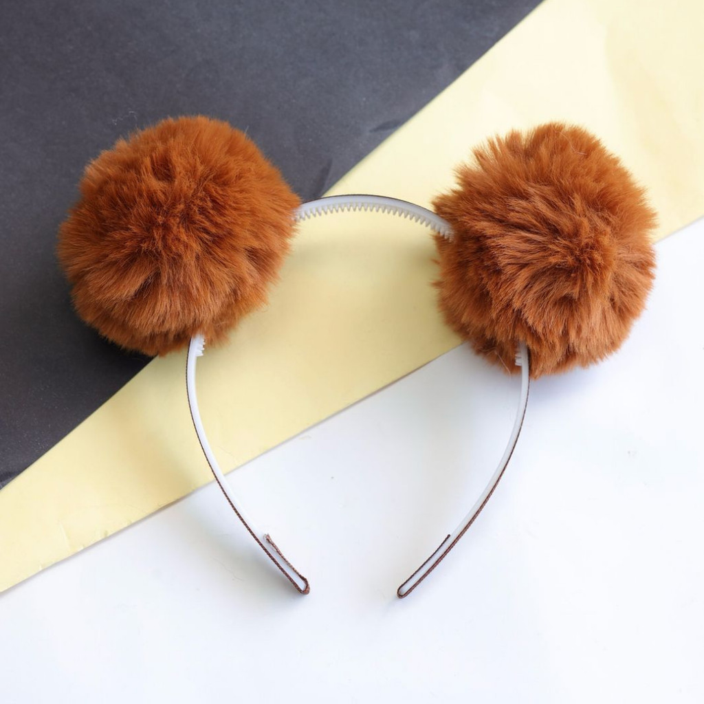 Tiara infantil / Tiara de pom pom marrom / Tiara pelinho / Arco ...
