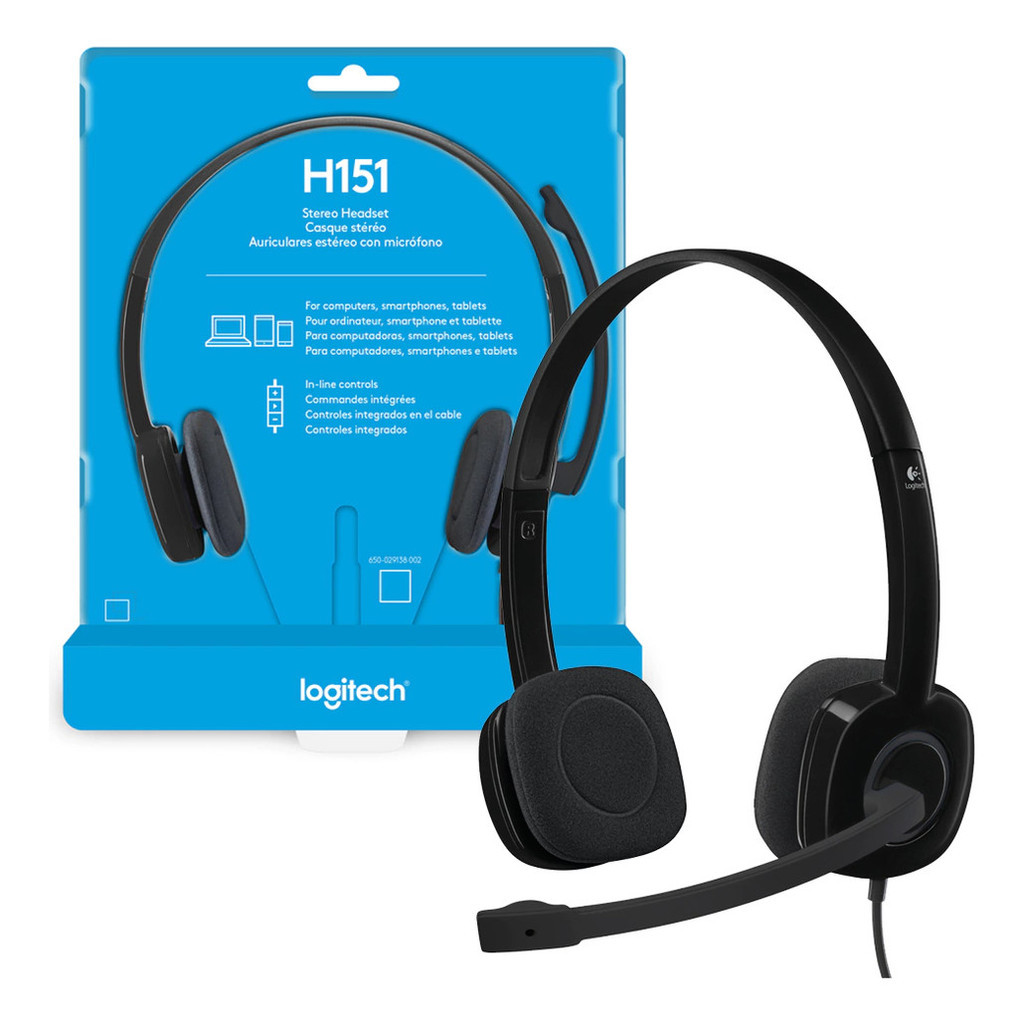 Headset Logitech H151 Com Microfone Com Redução De Ruído Pto | Shopee ...