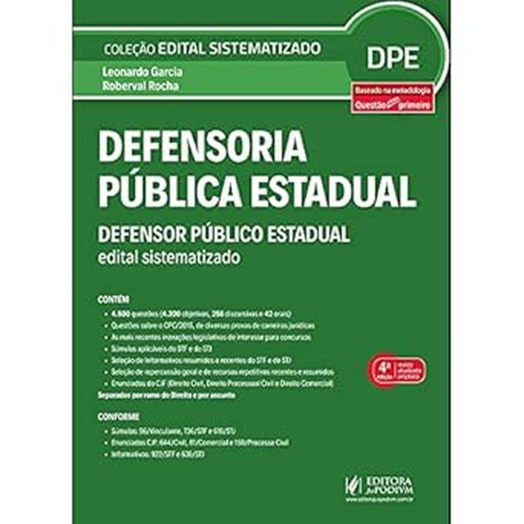 Defensoria pública estadual 4º edição autor Leonardo Garcia & Roberval ...