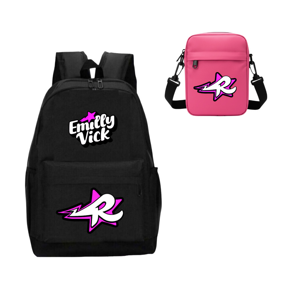 Mochila + Bolsa Transversal Shoulder Bag Emilly Vick Novo Elemento Rosa ...