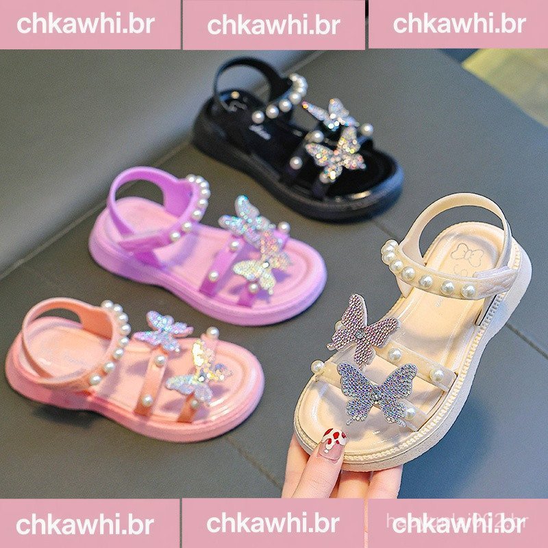 Sapatos de princesa com laço de strass da moda para meninas médias e ...