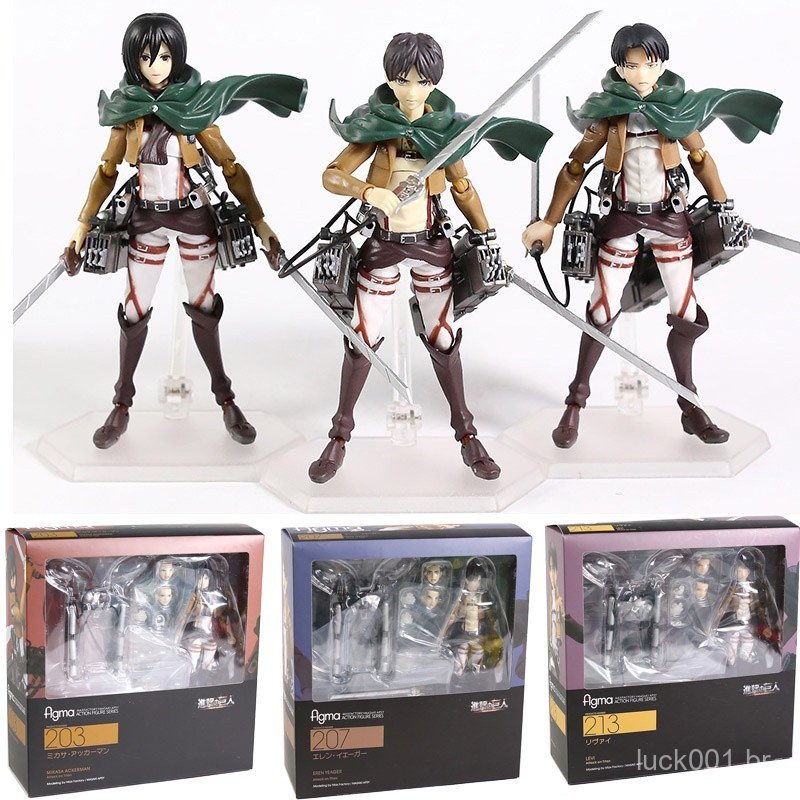 Boneco de Ação Eren Jaeger 207 Attack on Titan Figma 203 Mikasa ...