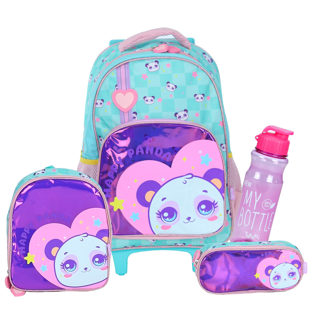 Kit Completo Mochila Escolar Infantil Menina Happy Panda | Shopee Brasil