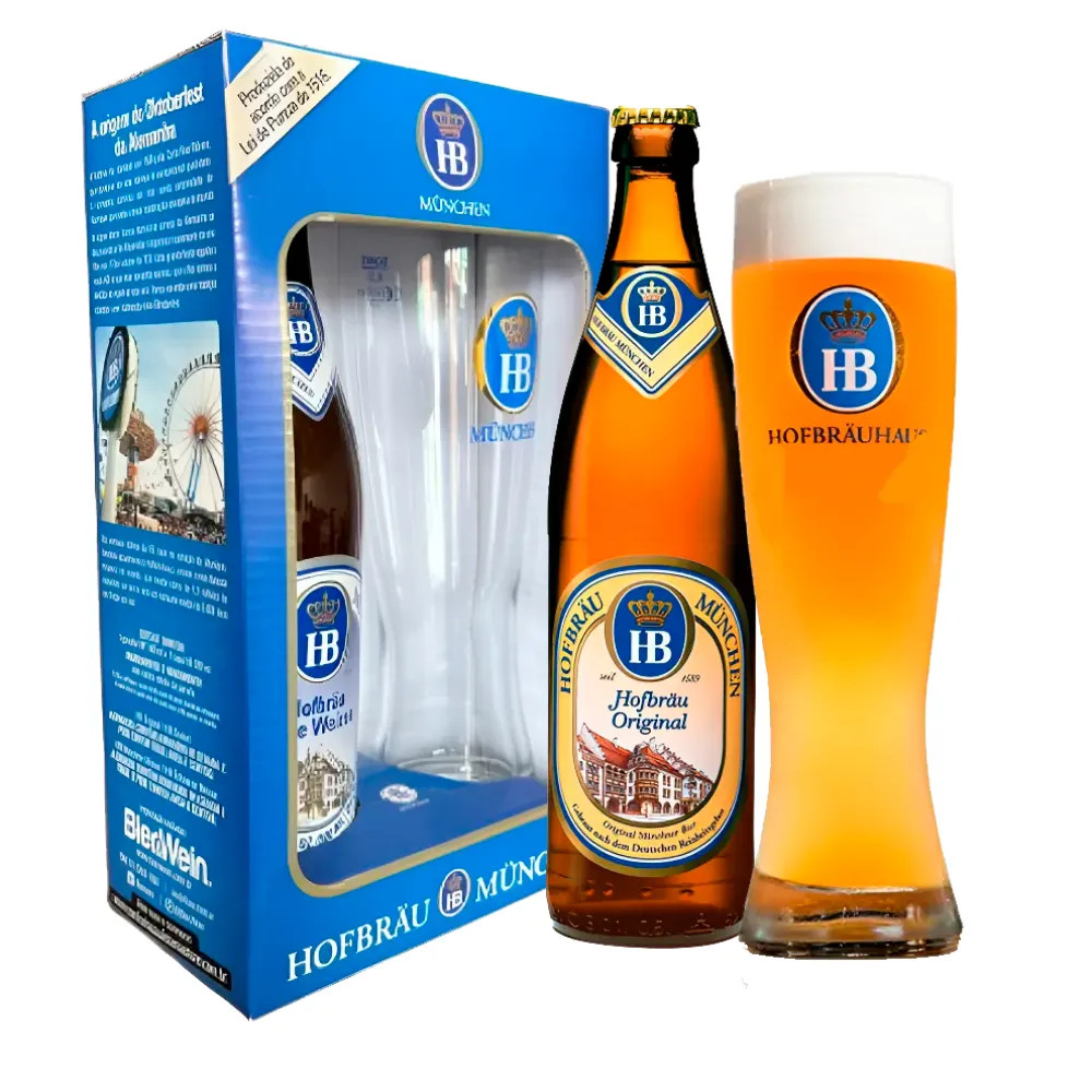 Cerveja Hofbrau HB Original + Kit 1 Copo 500ml | Shopee Brasil