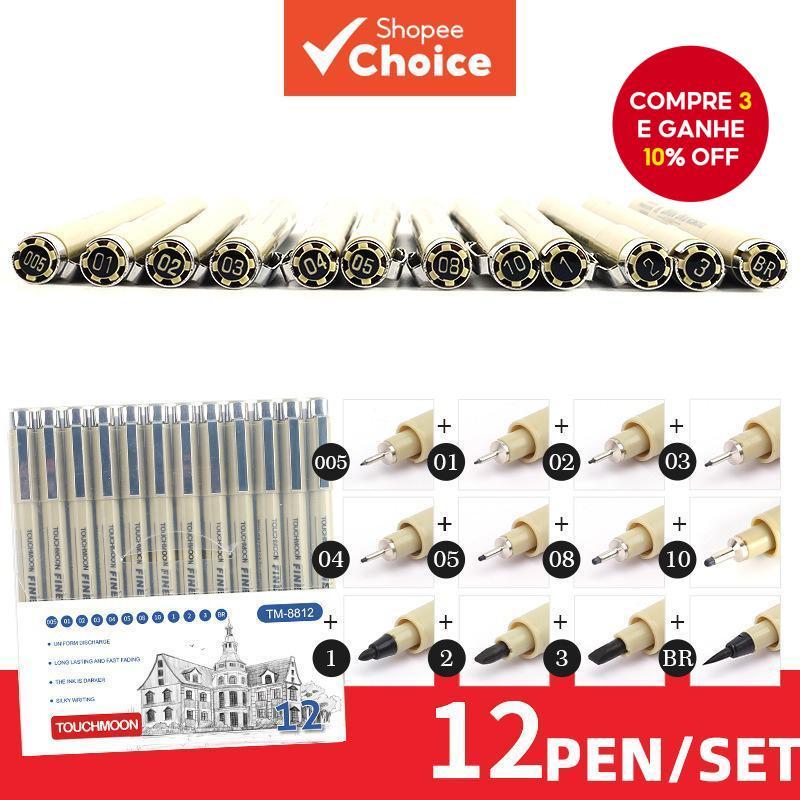 Conjunto De Papelaria Para Esboço | Canetas Marcadoras De Tinta Micron ...