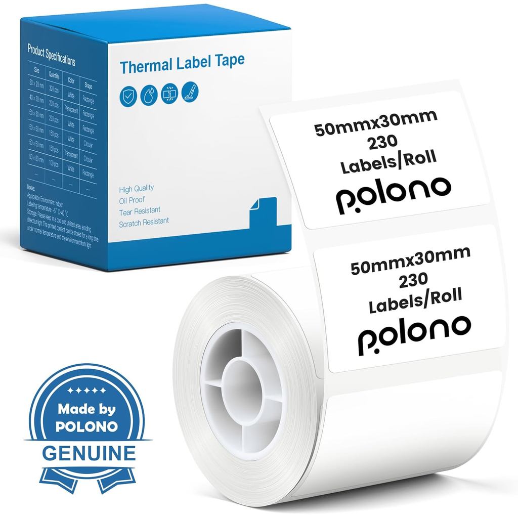 Etiquetas Térmicas POLONO para Impressora de Etiquetas PM220S, 1,97"x1 ...