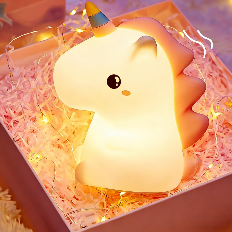 Luminária de Unicórnio Silicone Mesa Lâmpada Noturna Abajur Fofo Sensor ...