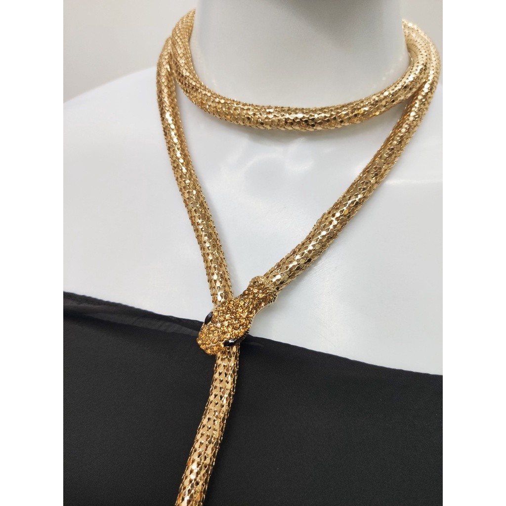 Colar de Cobra Serpente com Aplicação em Strass fecho com Ímã | Shopee ...