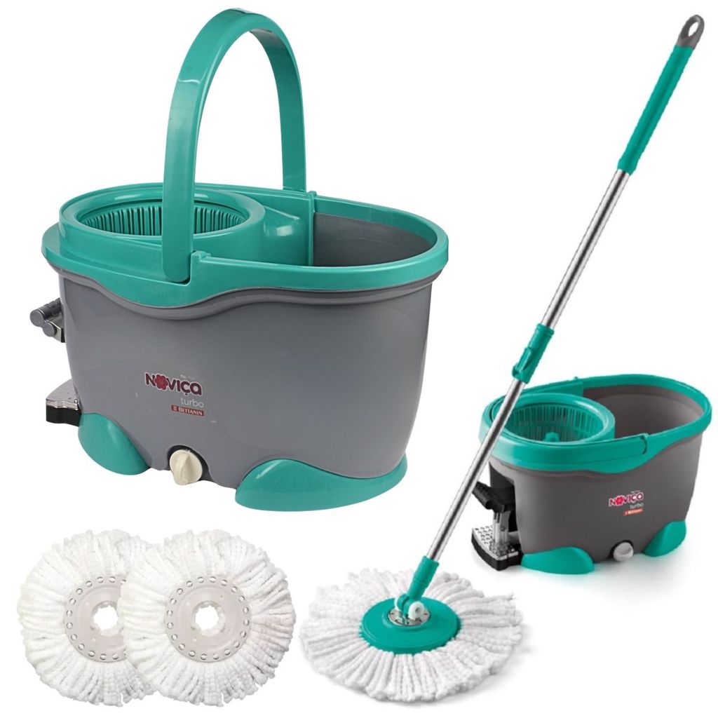 Mop Giratório Turbo Grande Com Pedal Balde 17l Prático Limpeza ...