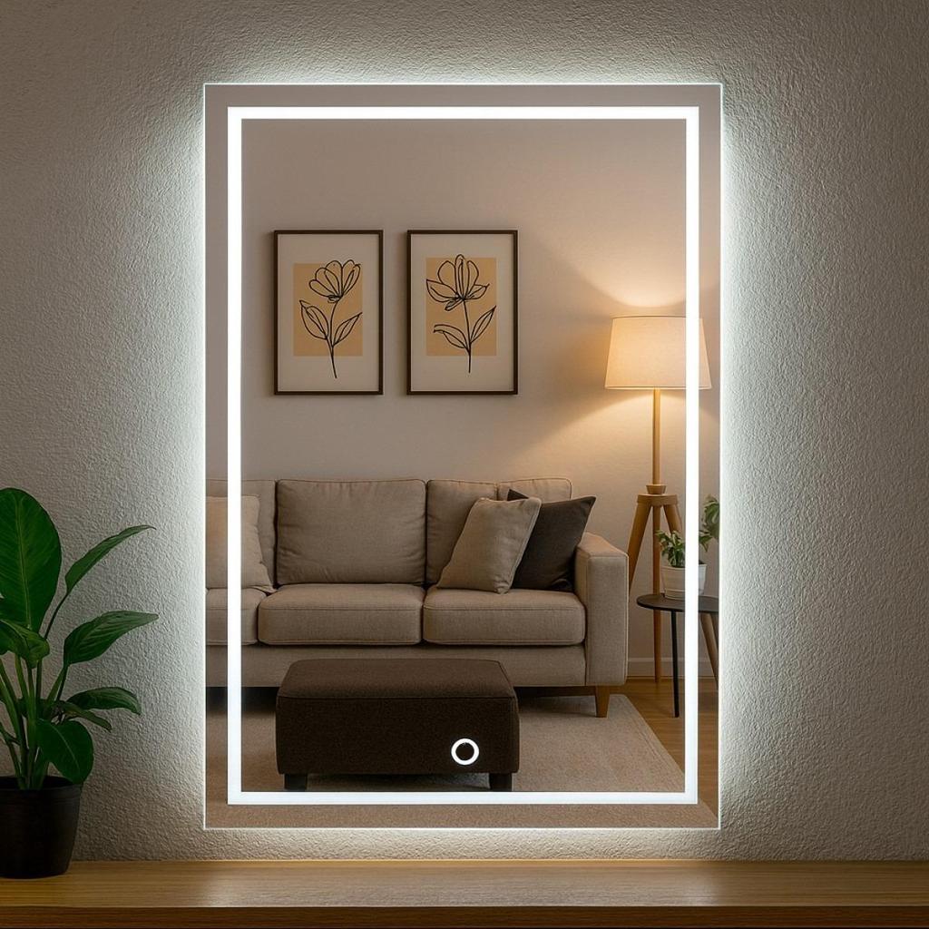 Espelho LED Retangular 70x50 Jateado | Touch Sensor | Shopee Brasil