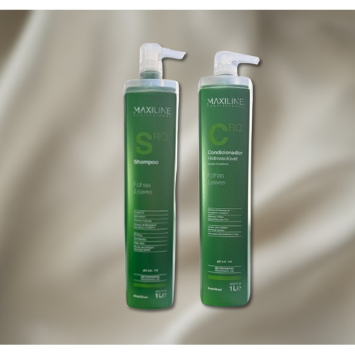 Kit Maxiline Folhas Shampoo e Condicionador Profissional 1 Litro ...