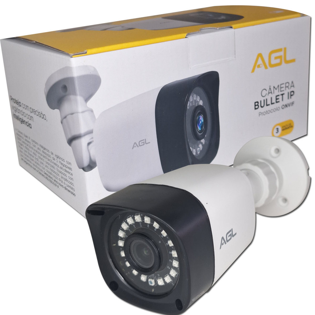 Câmera de Segurança AGL Bullet IP 2MPX PoE 1225 B IP-P - 1080p ...