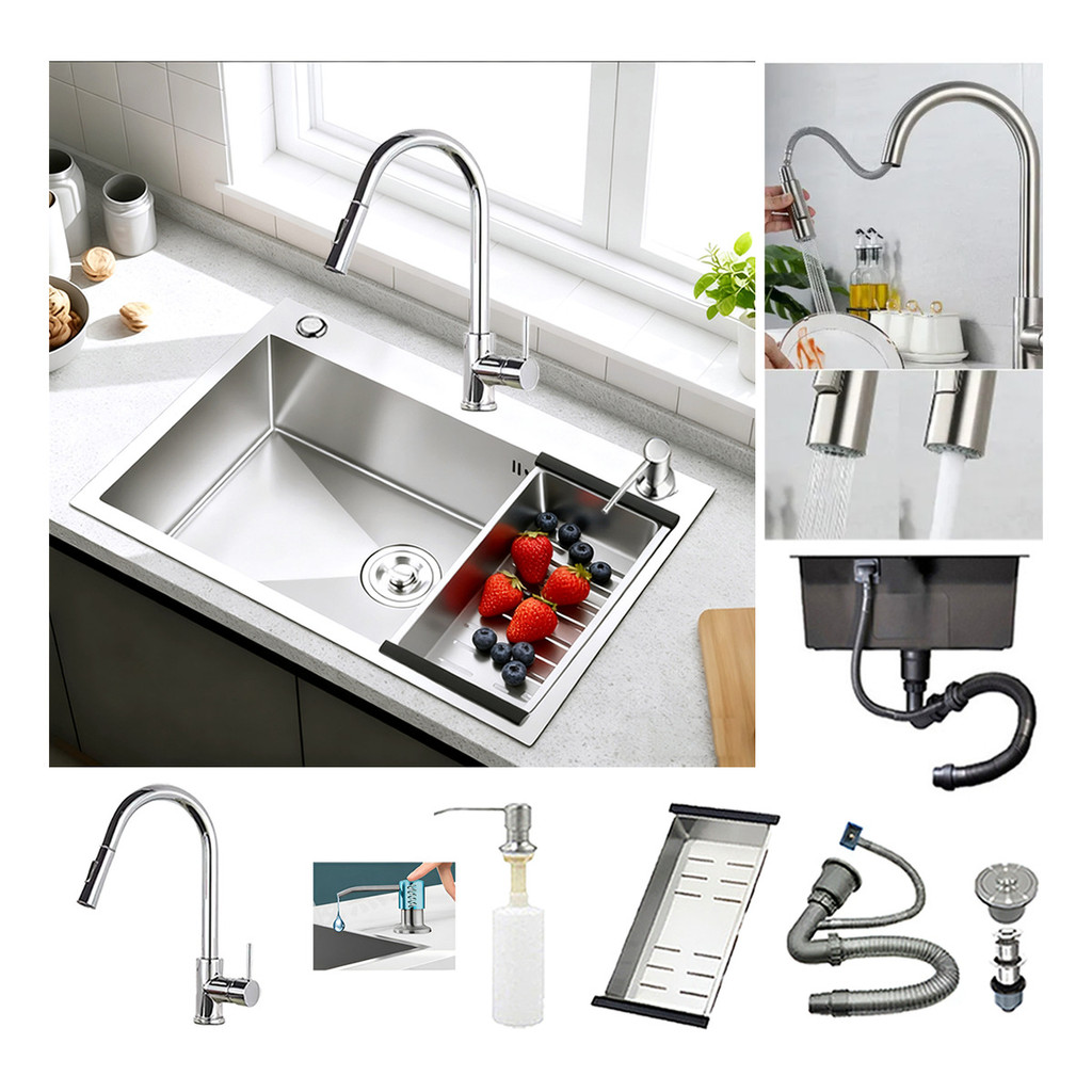 Cuba de Cozinha Pia Quadrada Inox 304 Premium 60x45cm com Torneira para ...