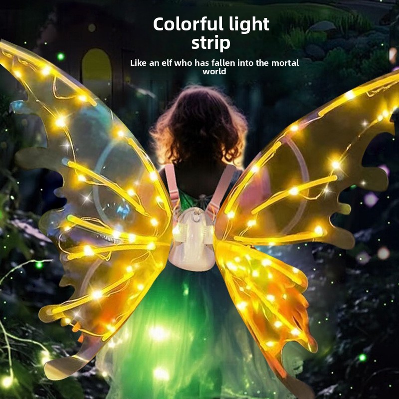 Meninas Iluminando Asas De Borboleta Elfo Brilhante Fada De Anjo ...