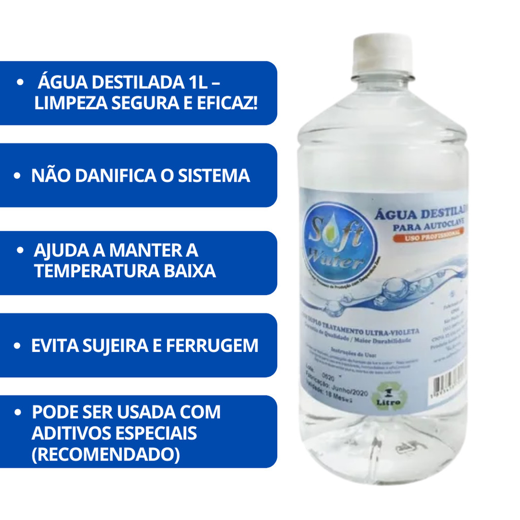 Água Destilada 1L Pura para Laboratório, Eletrônicos e Manutenção ...
