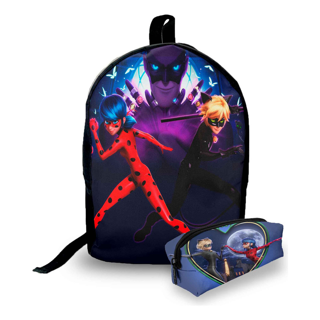 Mini Mochila Urbana + Estojo - Lady Bug E Cat Noir | Shopee Brasil