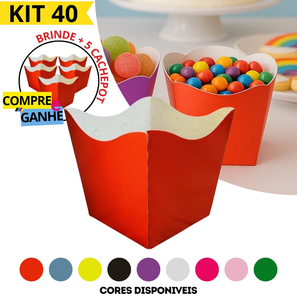 Kit 40 Cachepôs Papel Cartonado Centro de Mesa 8,5x8,5x7,8cm | Shopee ...