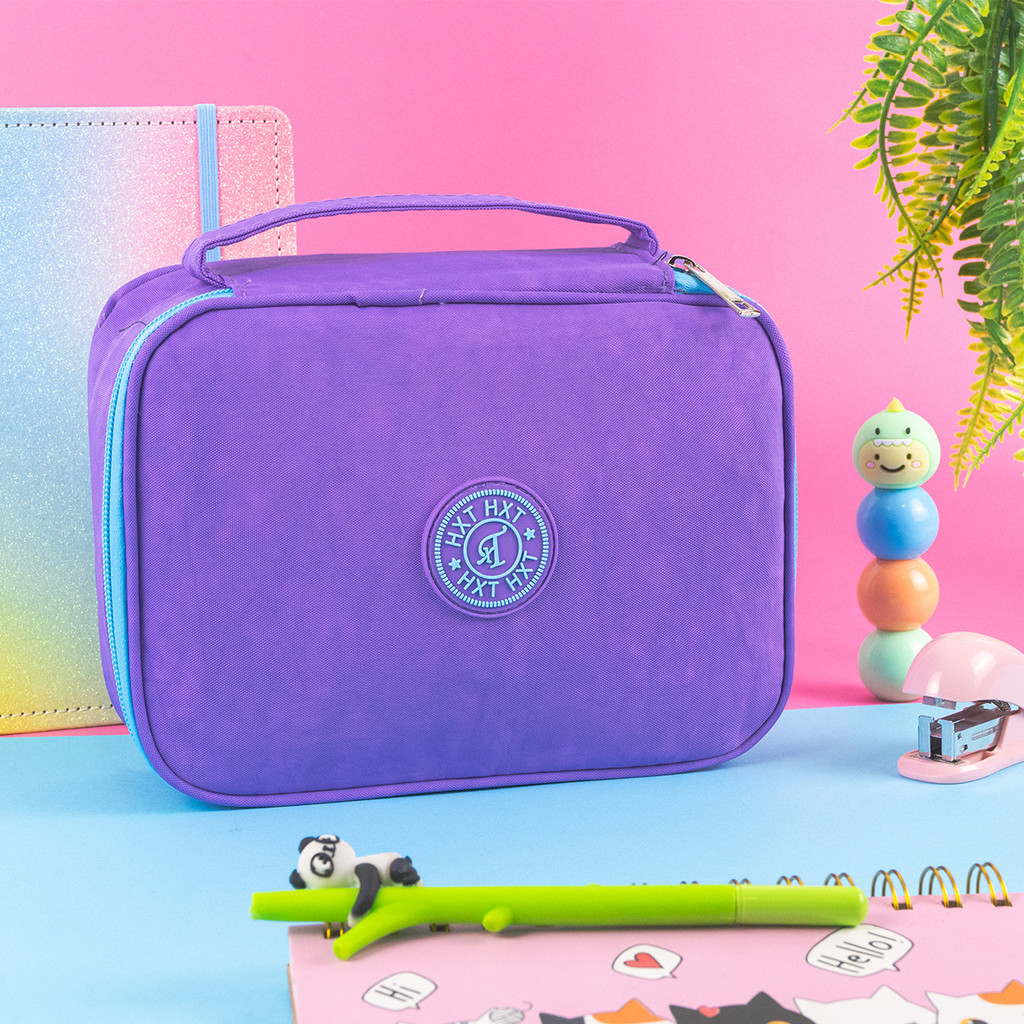 Estojo Box Menina Menino Infantil 2 Camadas Quadrado Box Organizador ...