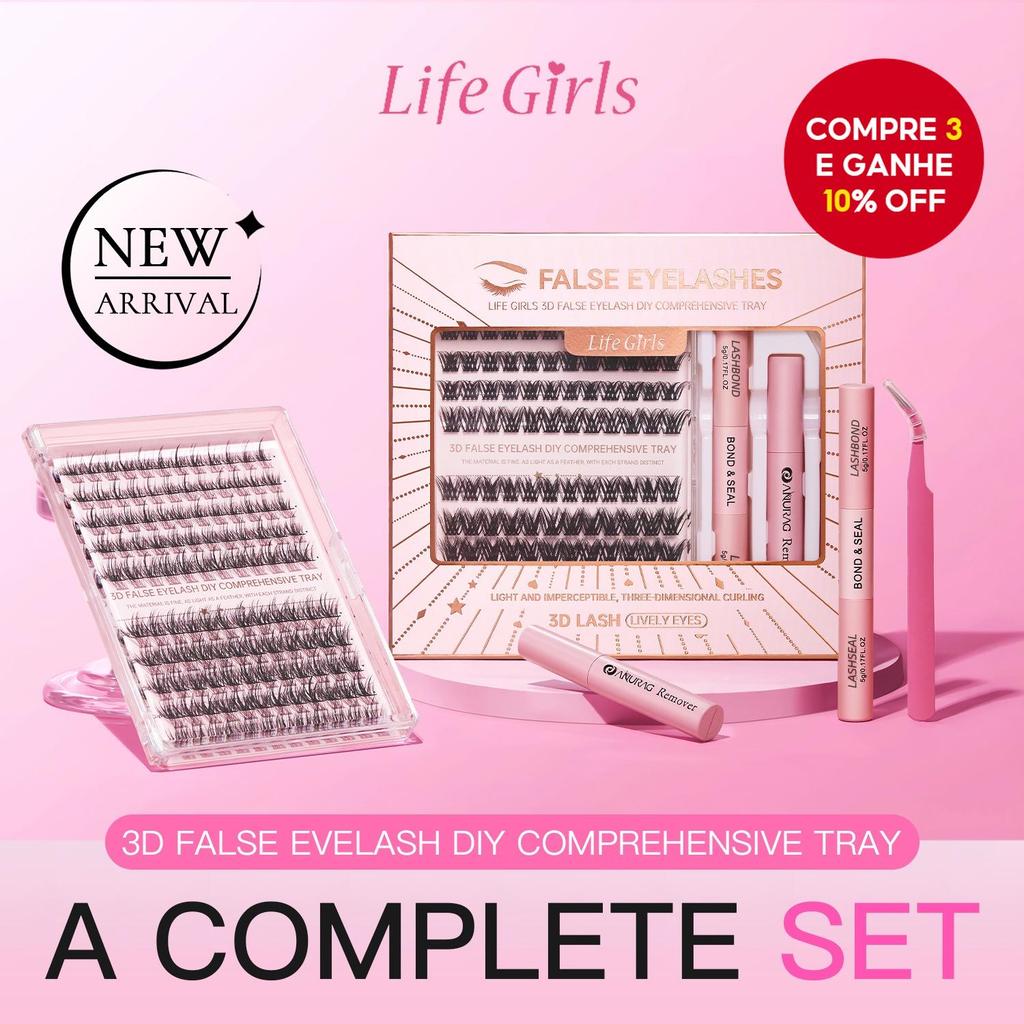 Life Girls Europeu Americano Lash Kit Grosso Natural Único Cluster DIY ...