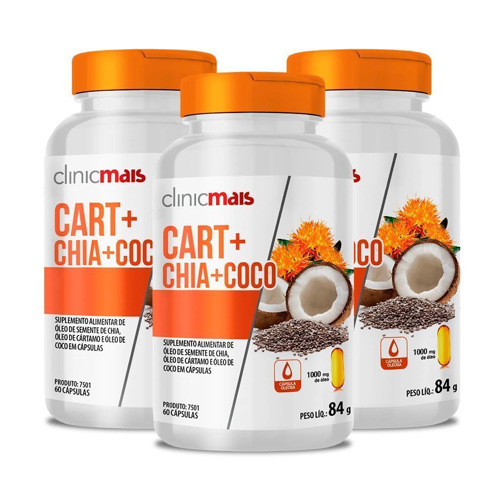 Kit 3x Cart + Chia + Coco 60 Cápsulas ClinicMais | Shopee Brasil