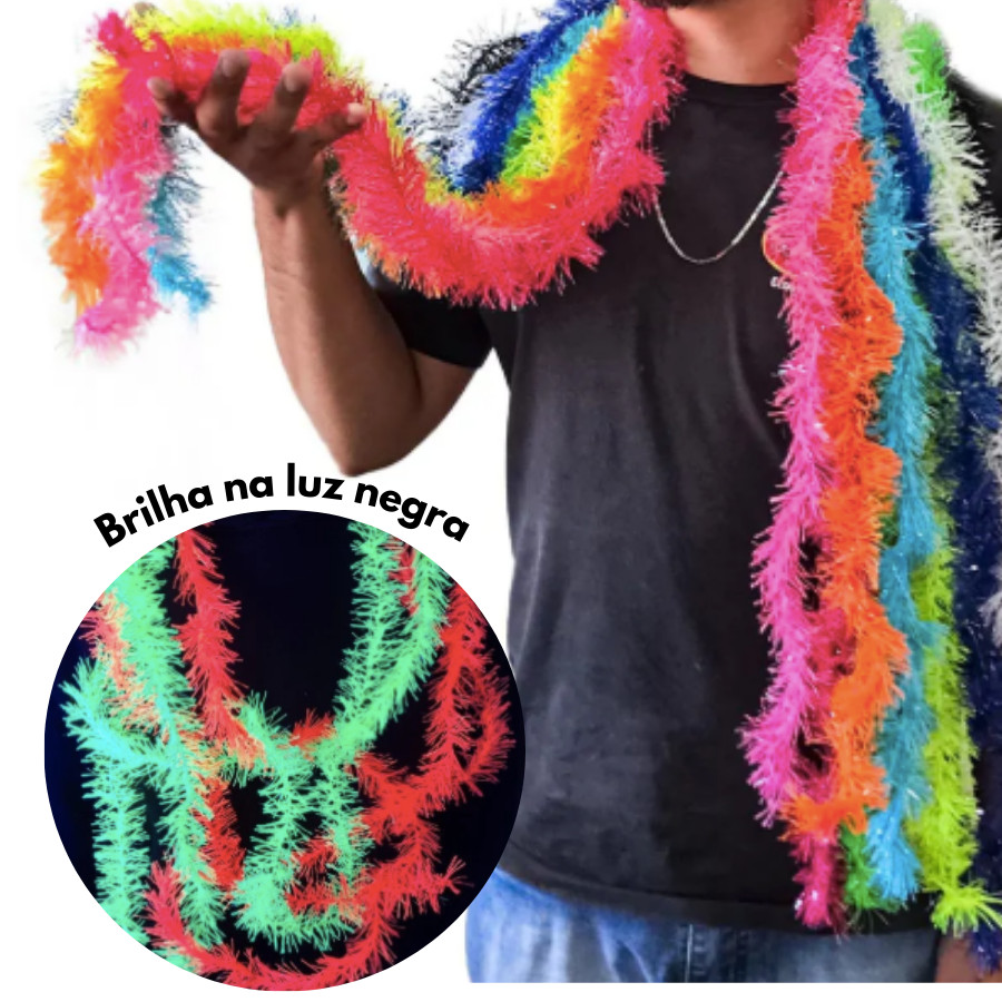Marabus Neon c/ Fios Metalizados Sortidos p/ Balada 1,5 m | Shopee Brasil