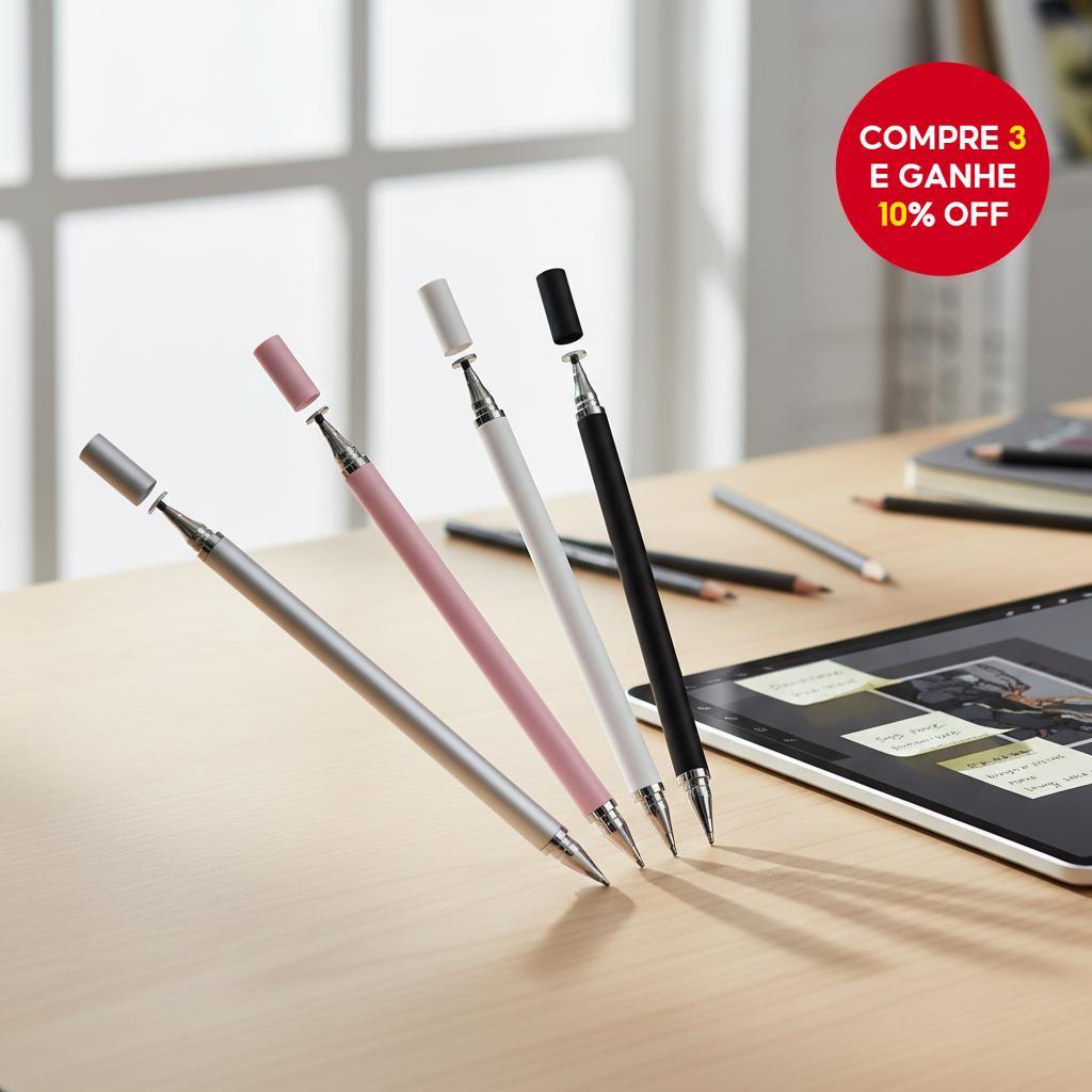 Caneta stylus universal 2-em-1 com ponta de disco de alta sensibilidade ...