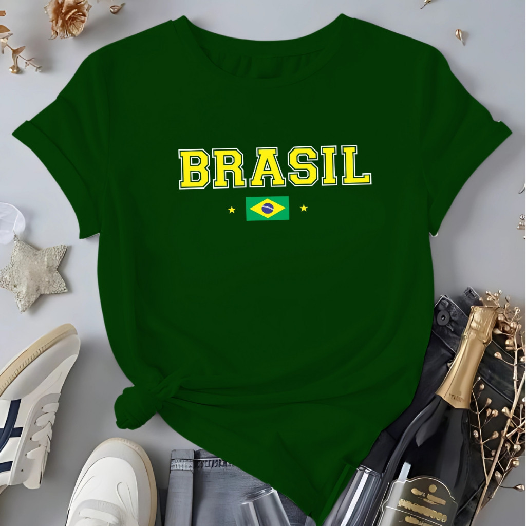 Blusa Camiseta Feminina do Brasil Copa 2026 Torcedora 100% Algodão ...
