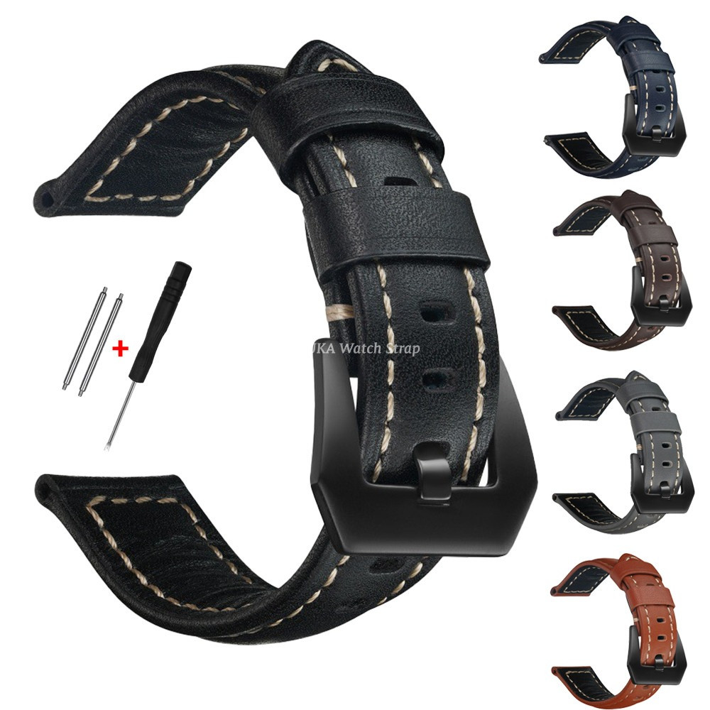 Pulseira De Relógio De Couro Genuíno Vintage 18mm 20mm 22mm 24mm ...